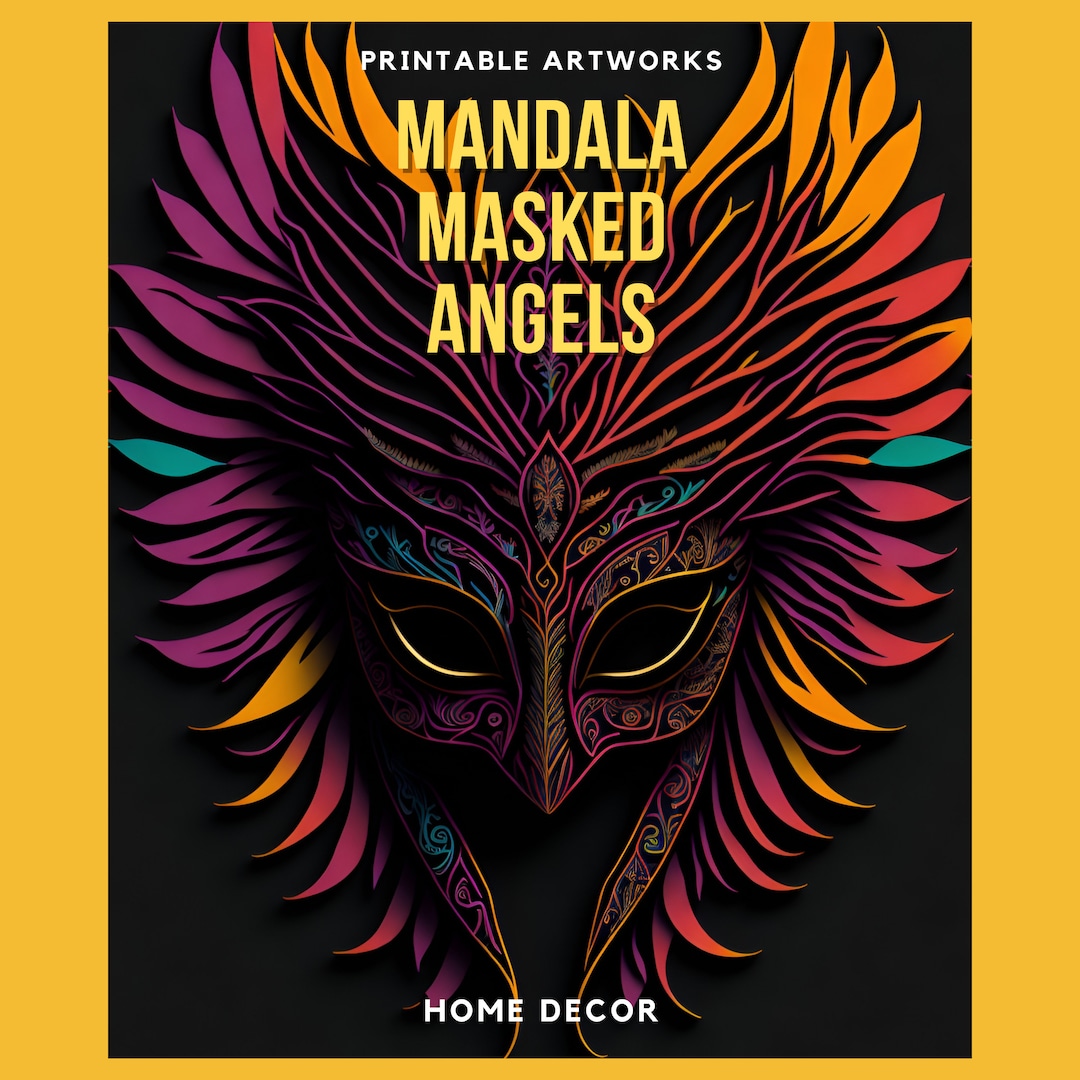 Mandala Masked Angels 007 Printable Wall Art, Mandala Wall Art ...