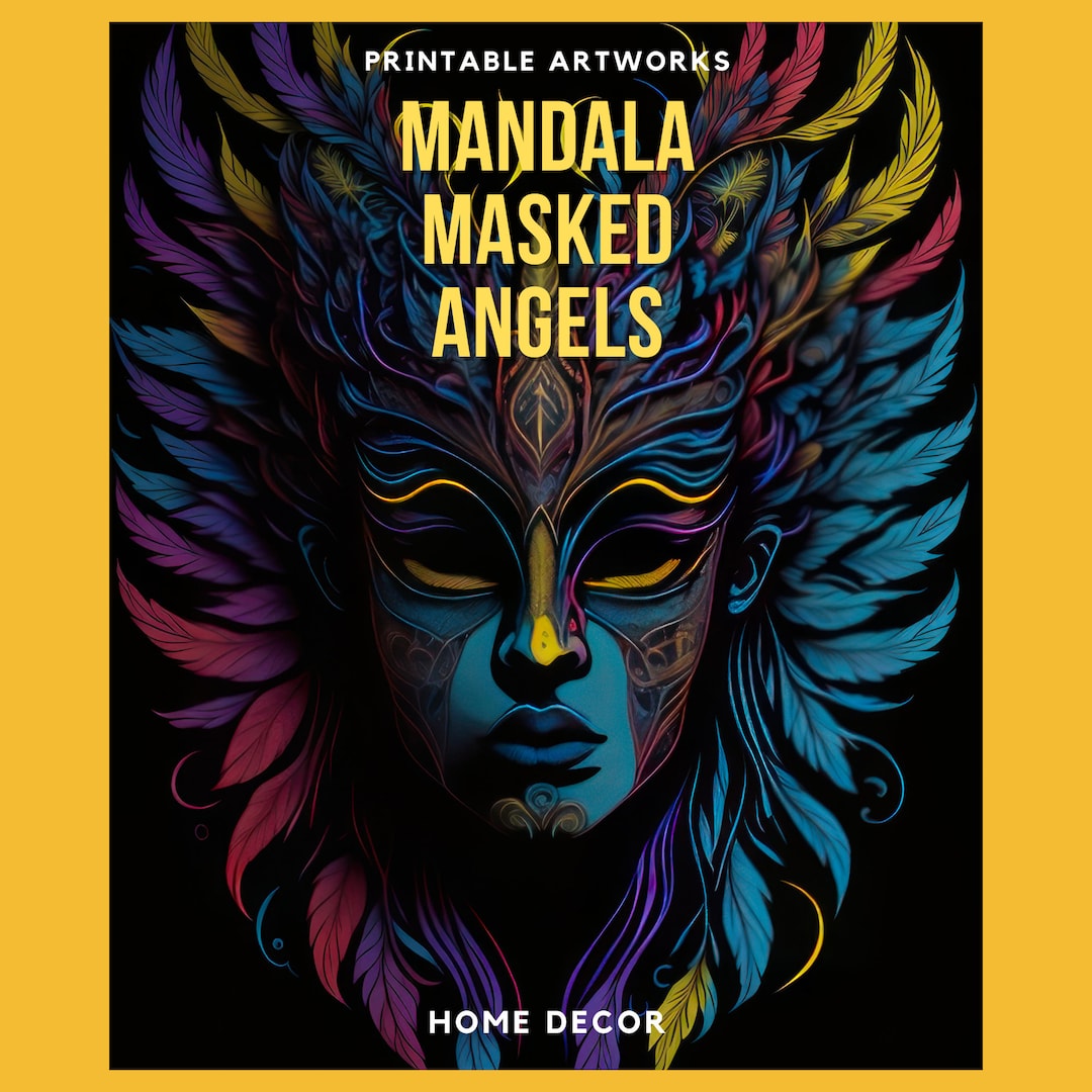Mandala Masked Angels 004 Printable Wall Art, Mandala Wall Art ...