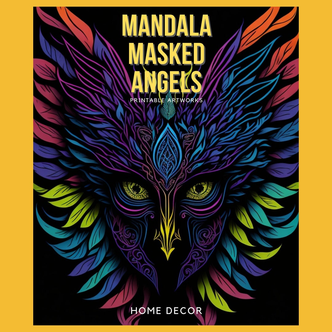 Mandala Masked Angels 001 Printable Wall Art, Mandala Wall Art ...