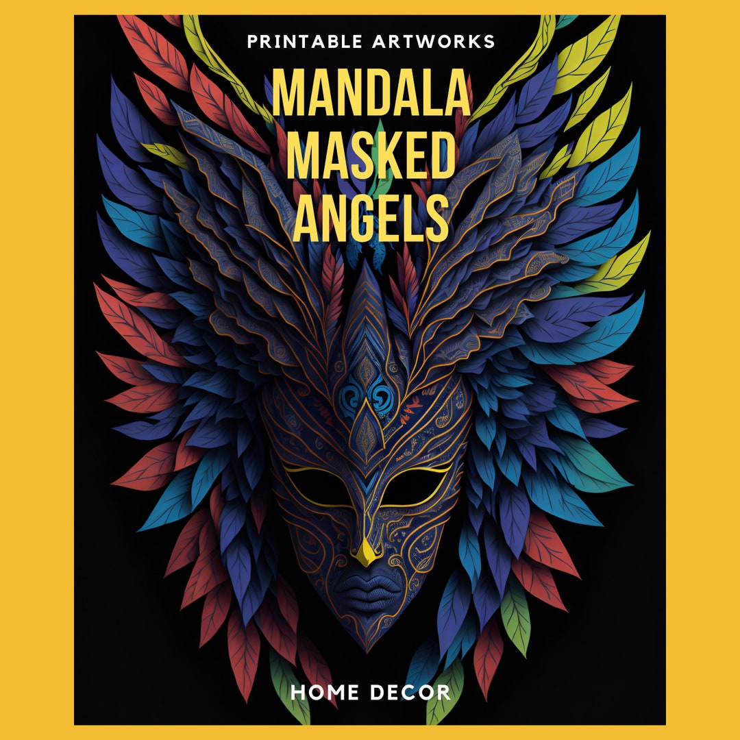 Mandala Masked Angels 006 Printable Wall Art, Mandala Wall Art ...