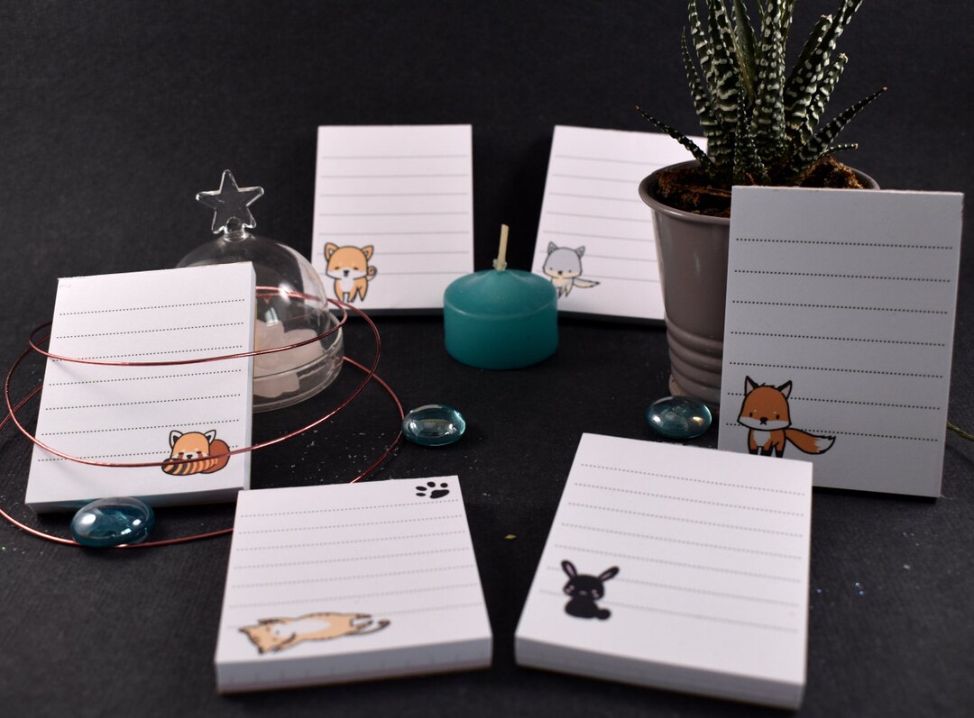 Mini Mini Kawai Animals Notepad Wolf, Rabbit, Red Panda, Shiba Inu Dog ...