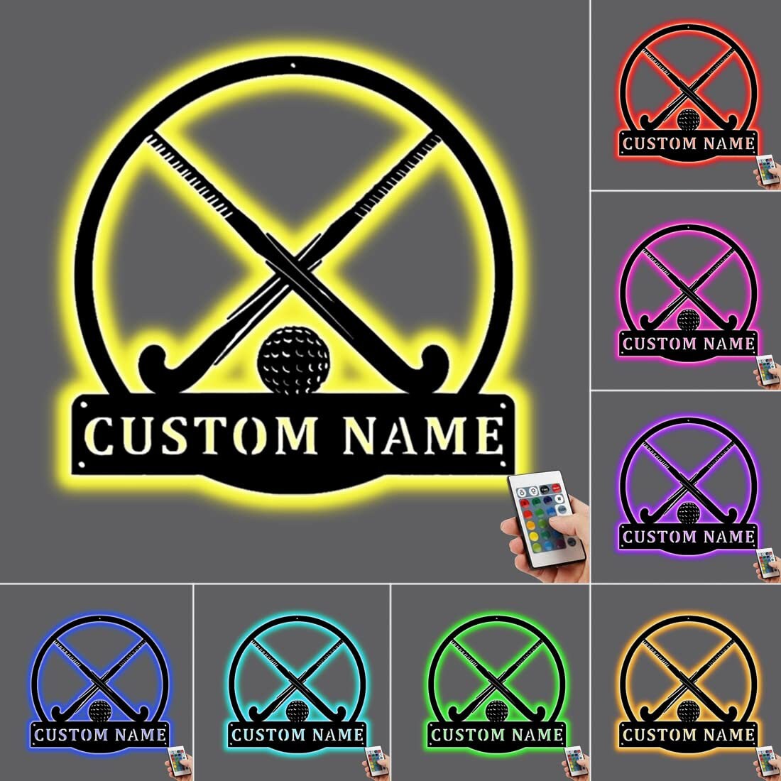 Custom Field Hockey Sticks Metal Sign With Led Lights, Field Hockey ...