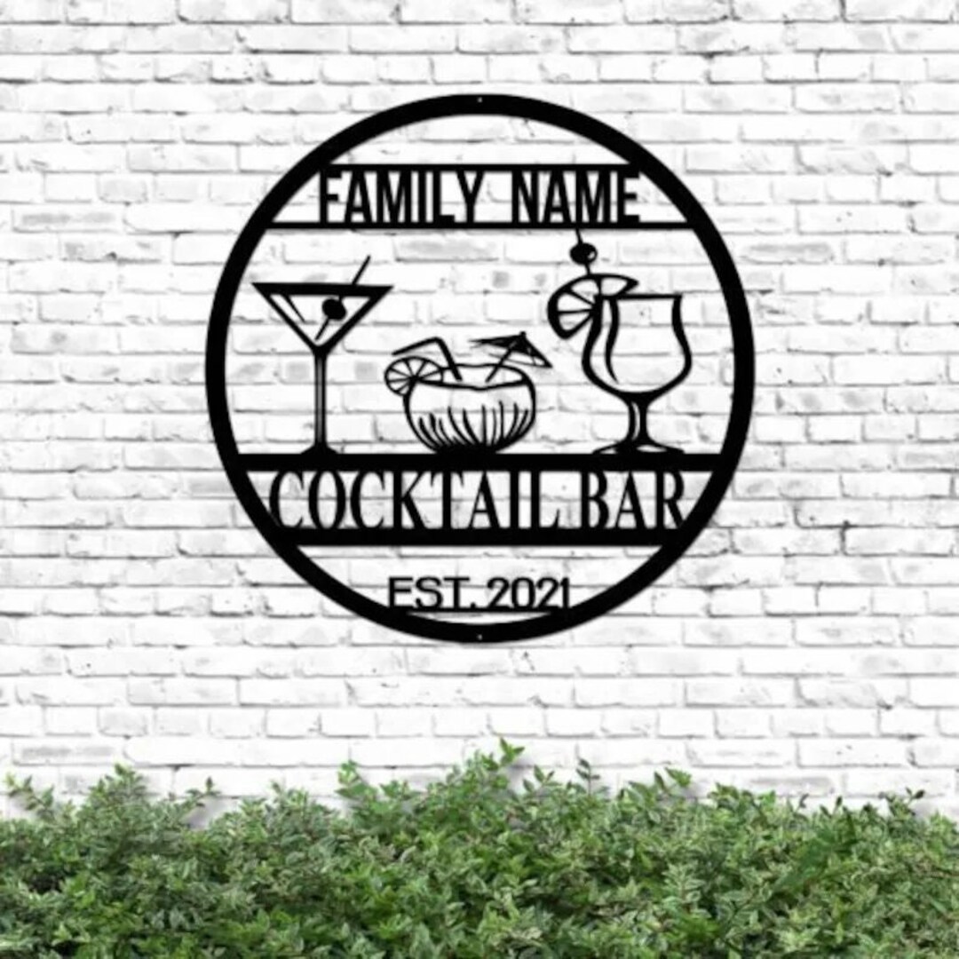 Personalized Cocktail Bar Metal Wall Custom Drink Sign Custom - Etsy