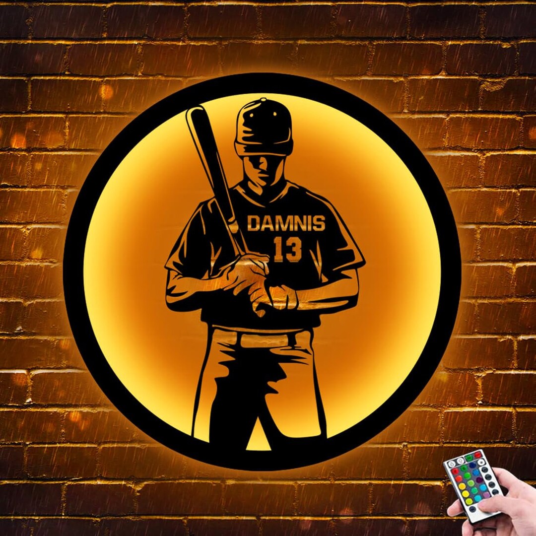 Personalized Sports Player Metal Sign Night Light Custom Wall Mounted ...