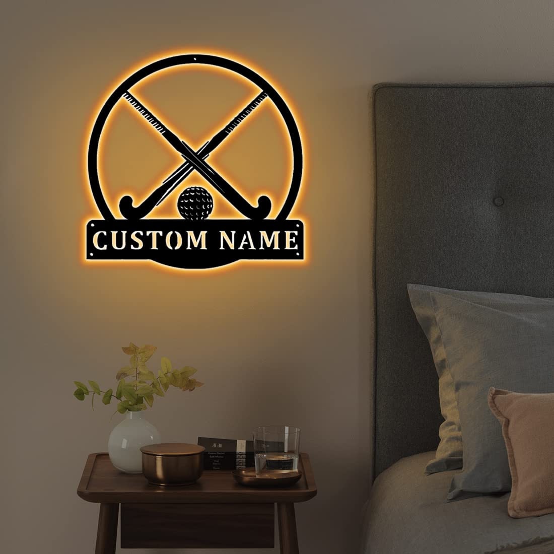 Custom Field Hockey Sticks Metal Sign With Led Lights, Field Hockey ...