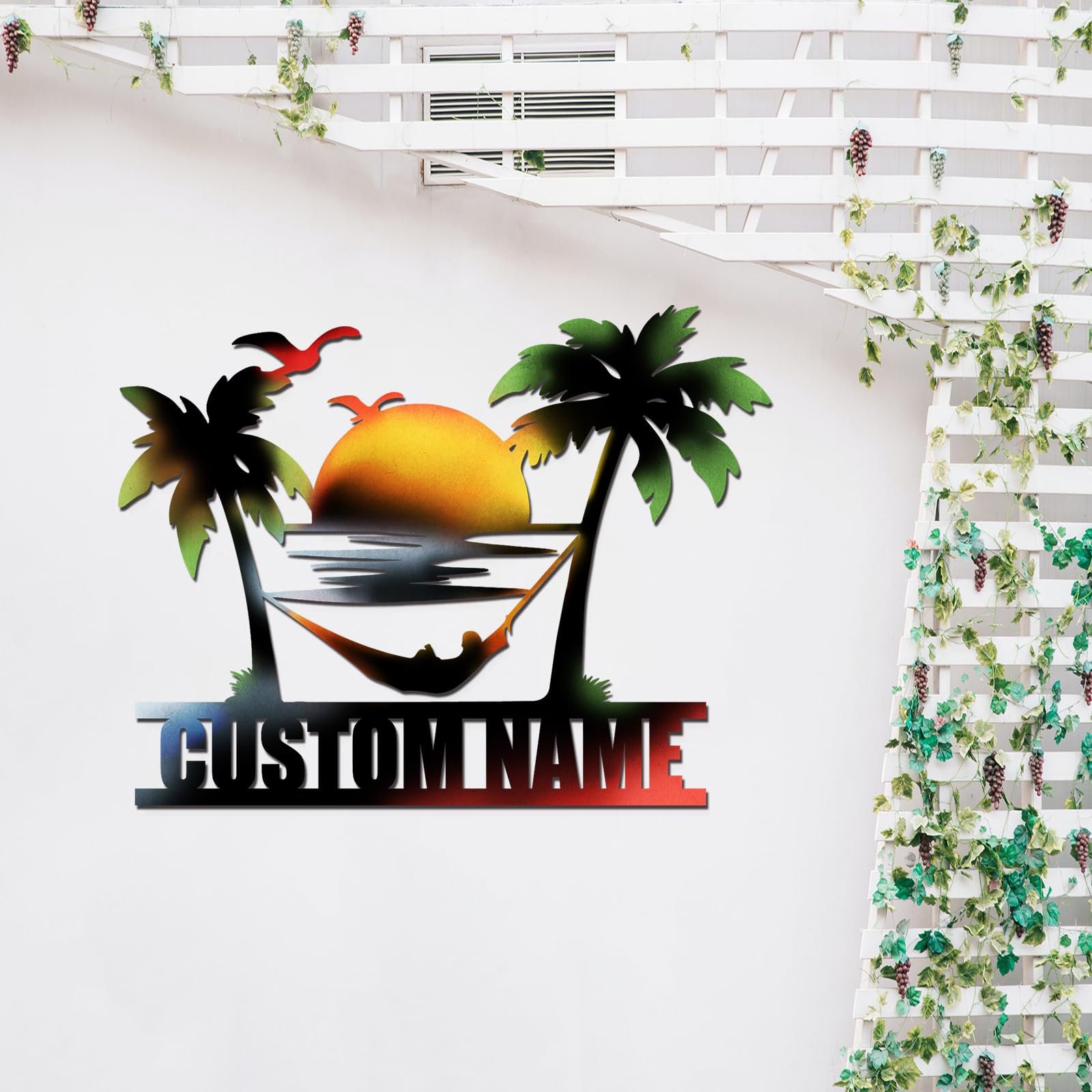 Custom Beach Palm Tree Sign,personalized Last Name Sign Beach Pool Wall ...