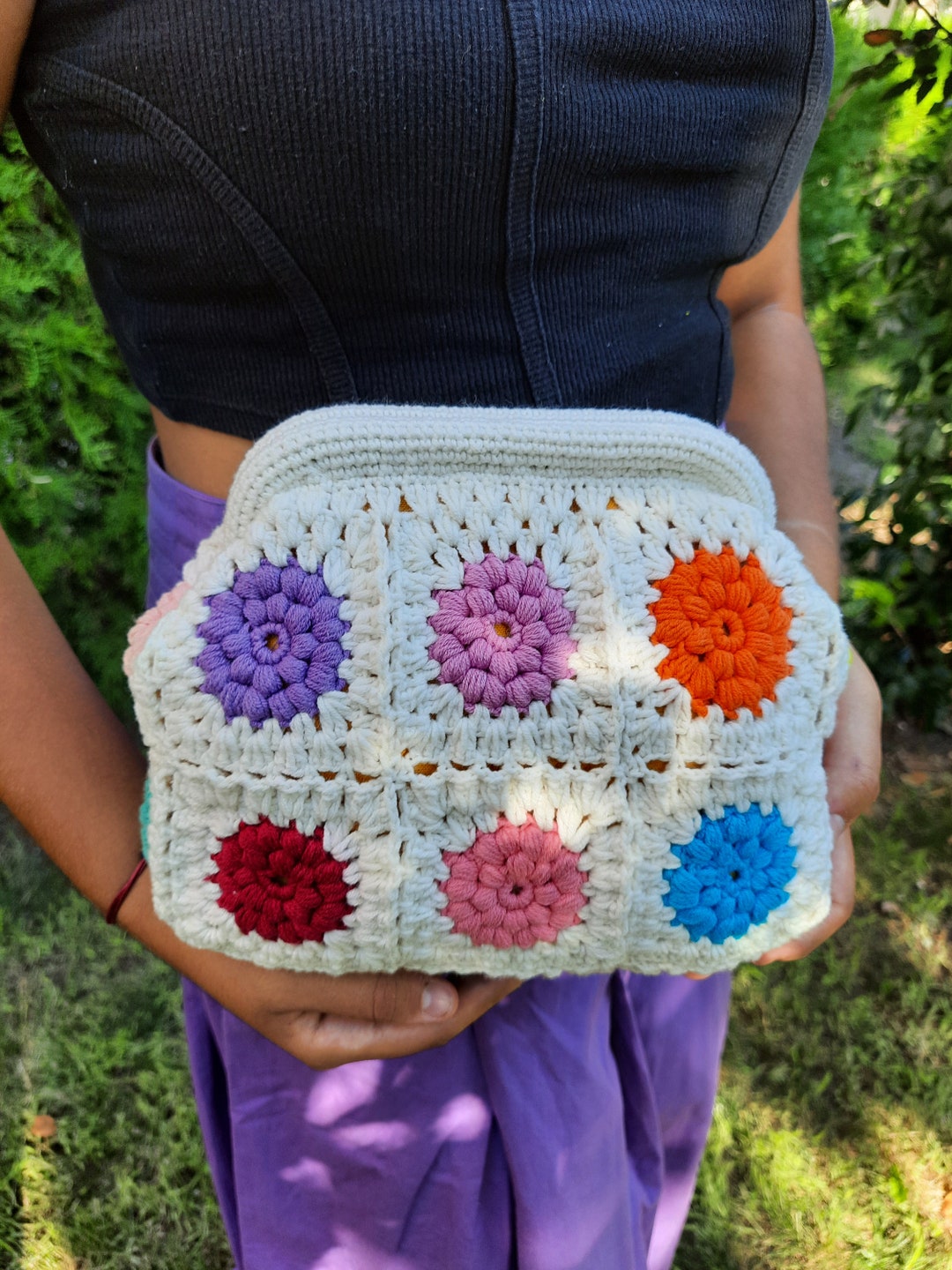 White Crochet Clasp Clutch, Crossbody Bag, 2 in 1 Bag,evening Bag, All ...