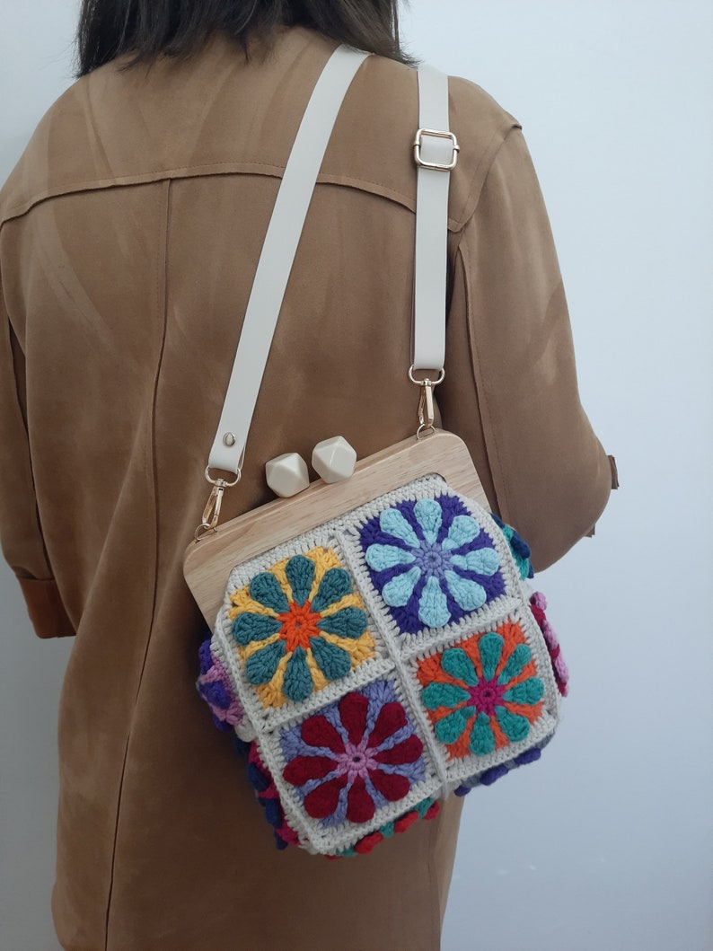 Granny Square Crochet Clasp Clutch,afghan Bag, Homemade Retro Bag ...