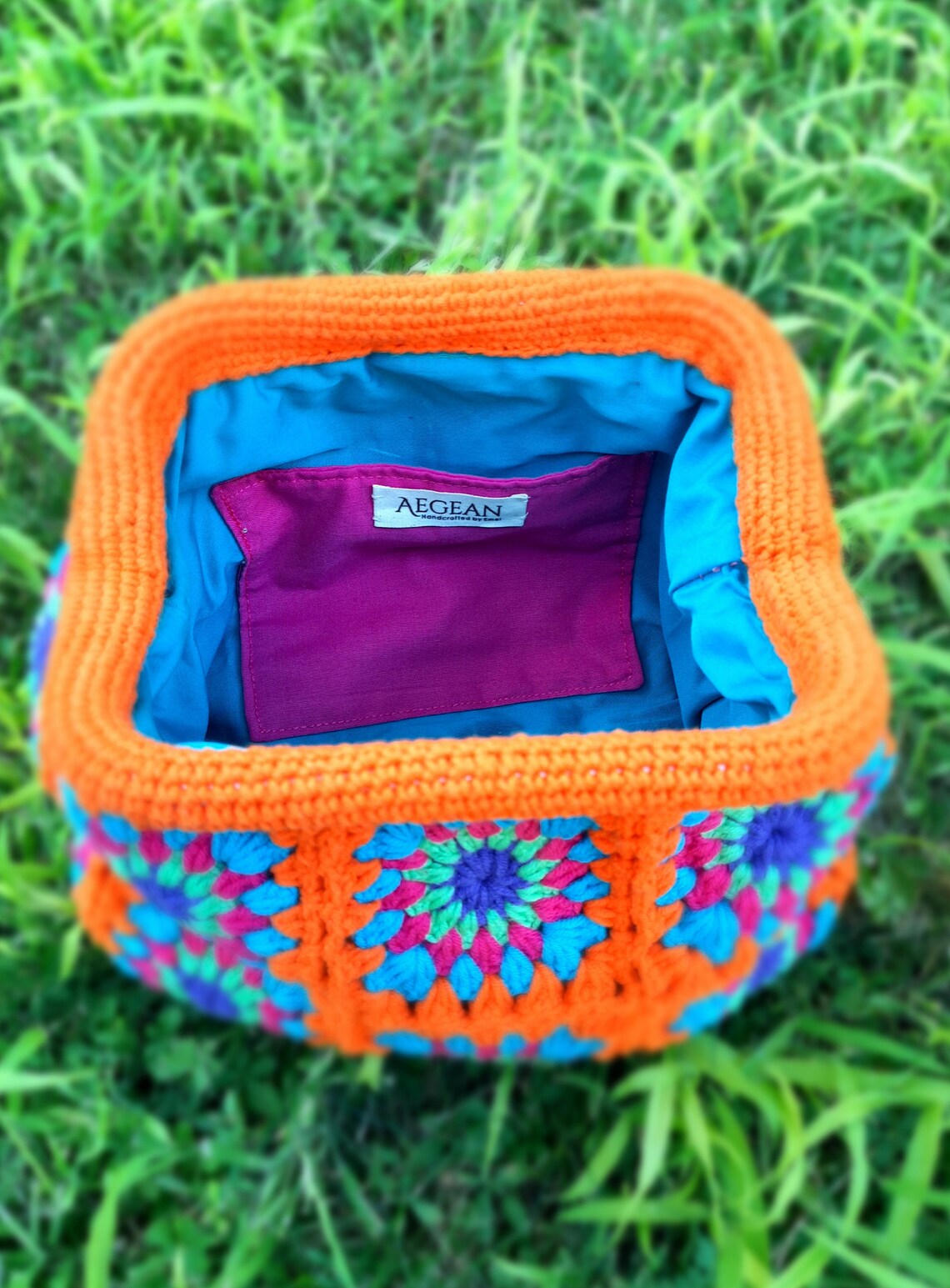 Orange Granny Square Crochet Clasp Clutch - Etsy