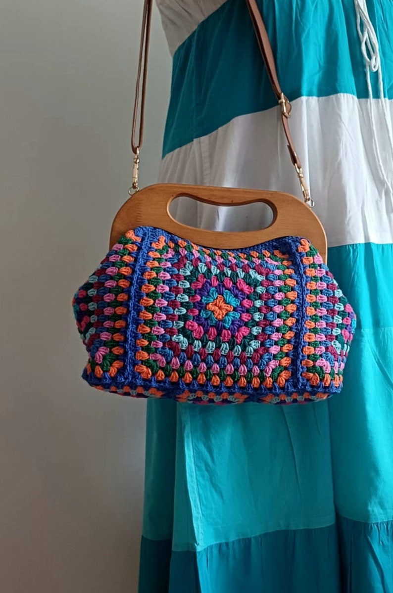 Crochet Clasp Clutch,top Handle Bags,afghan Bag, Handmade Retro Bag ...