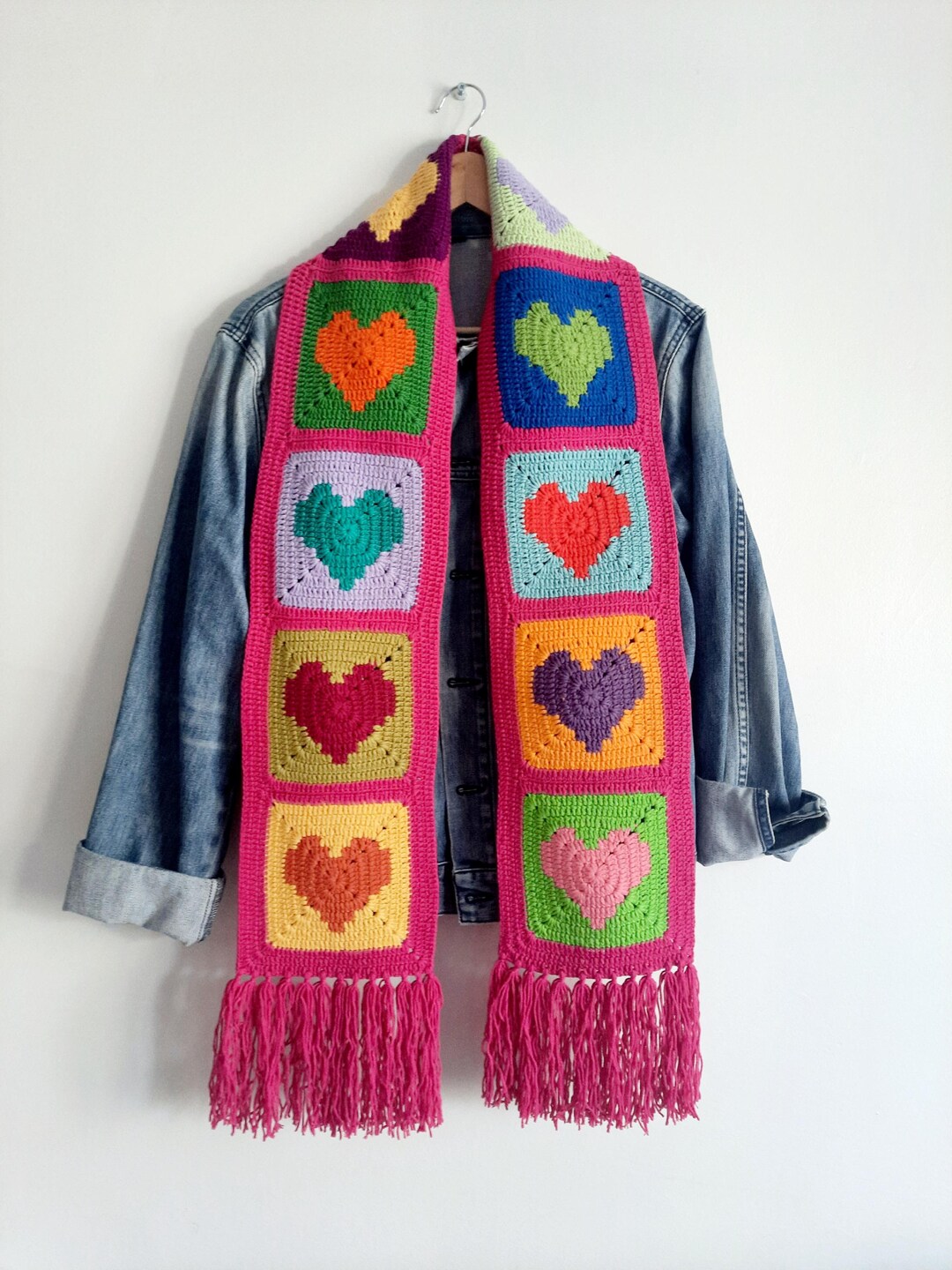 Gift for Her,colorful Handmade Crochet Scarf, ,cat Scarf,heart Scarf ...