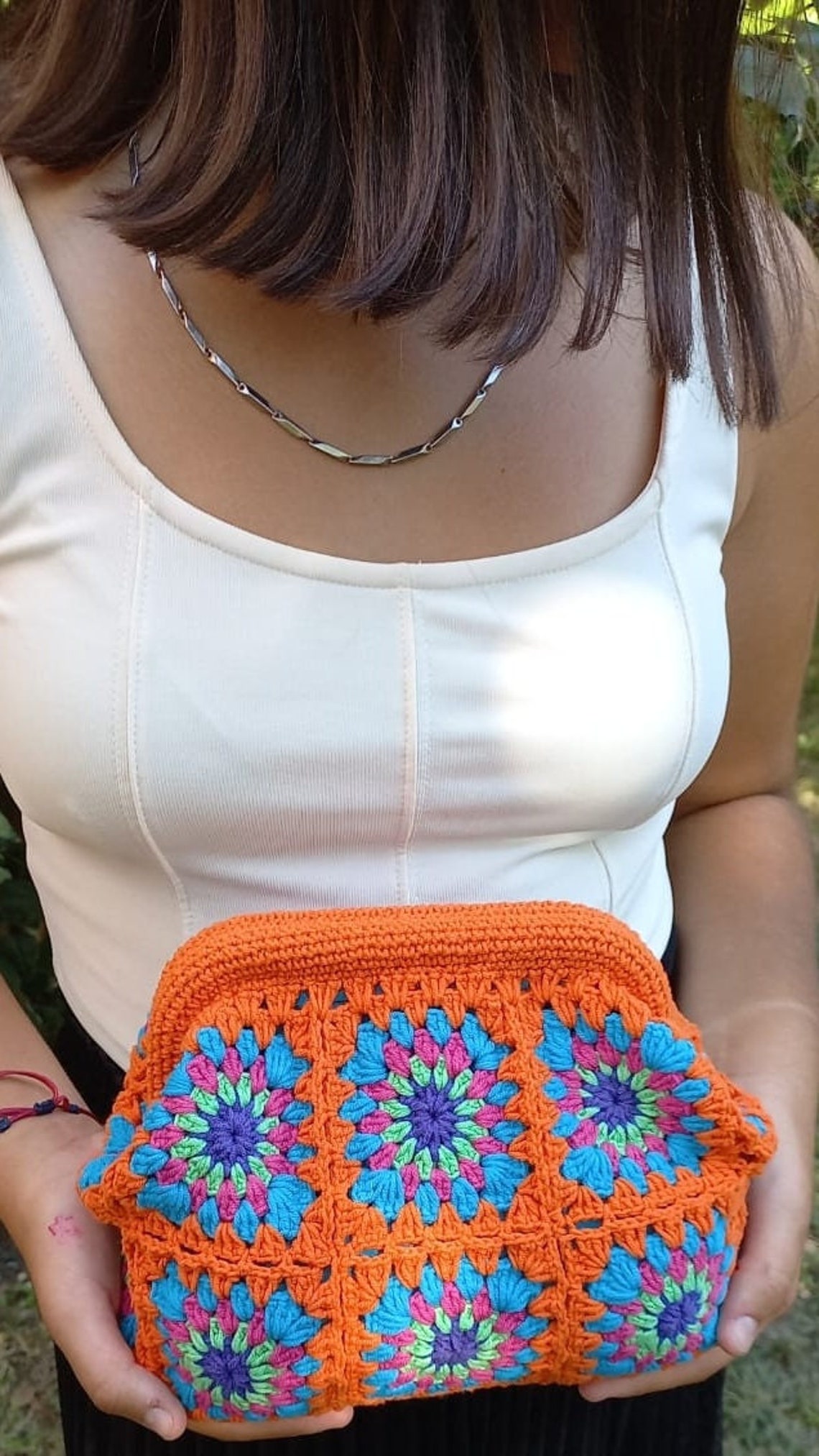 Orange Granny Square Crochet Clasp Clutch - Etsy