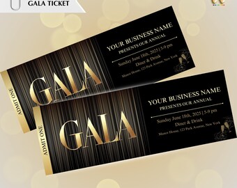 Golden Gala Ticket Template: Black and Gold Event Invitation (digital ...