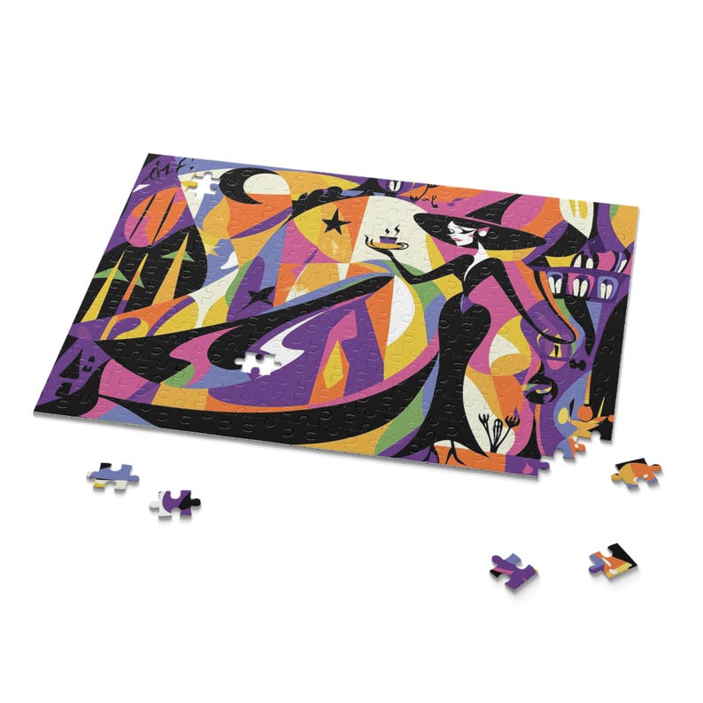 Cubist Halloween Witch Jigsaw Puzzle – Vibrant Autumn Design - Etsy