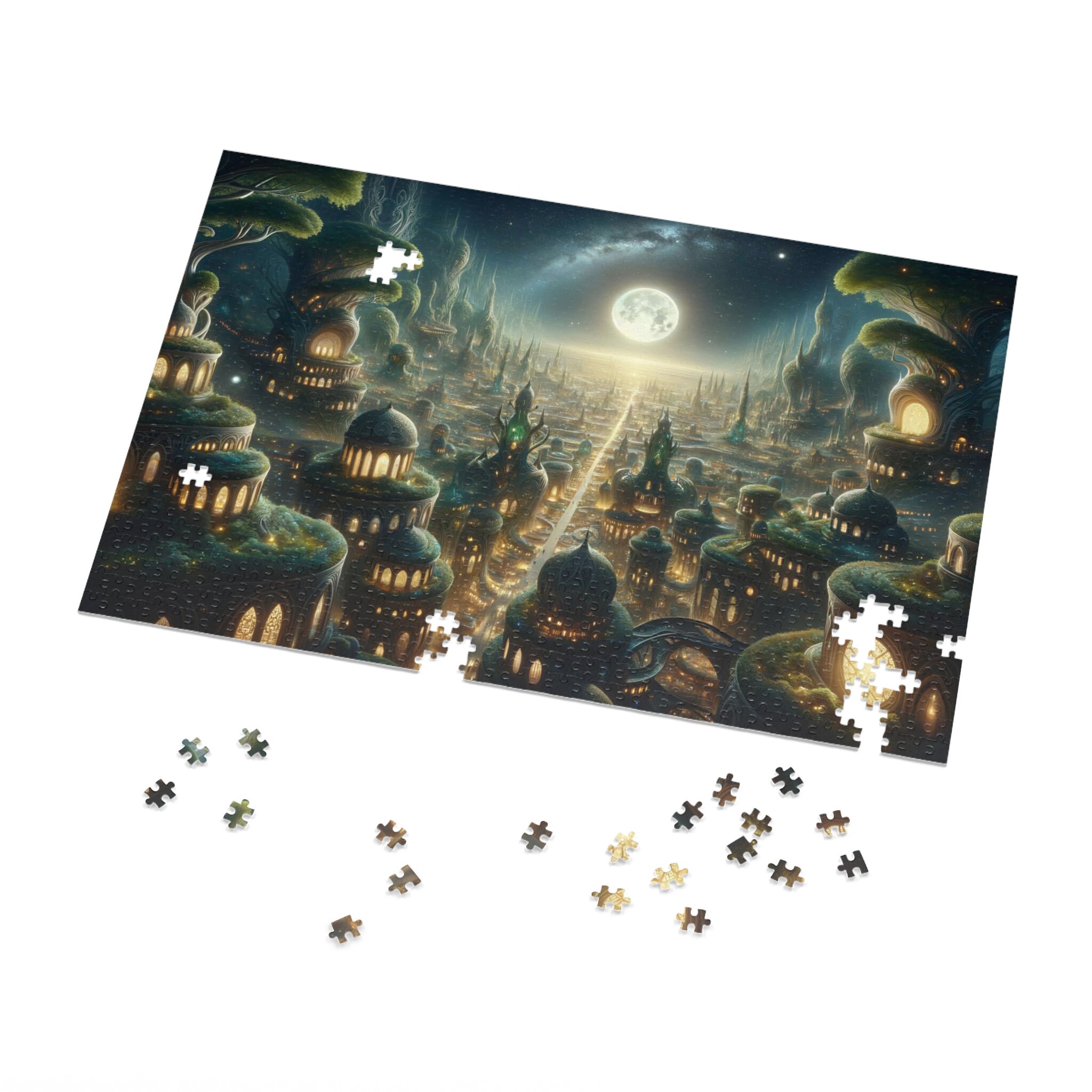Mystical Moonlit Metropolis 1000-piece Satin-finish Fantasy Jigsaw ...