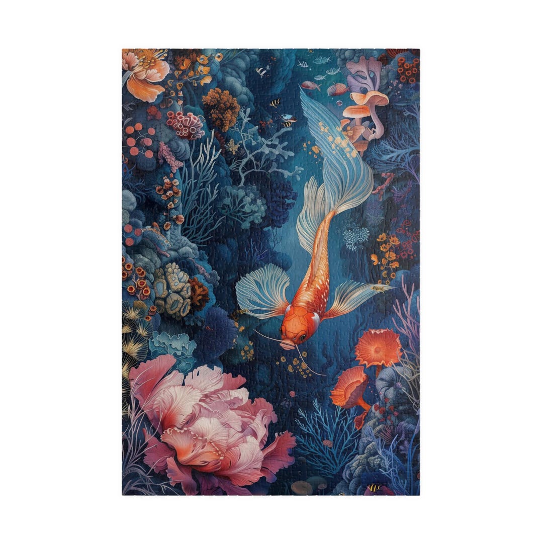 Koi Fish Jigsaw Puzzle – Coral Garden Ocean Art - Etsy