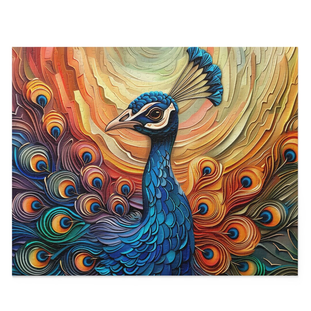 Peacock Jigsaw Puzzle – Elegant Art, Colorful Family Game - Etsy