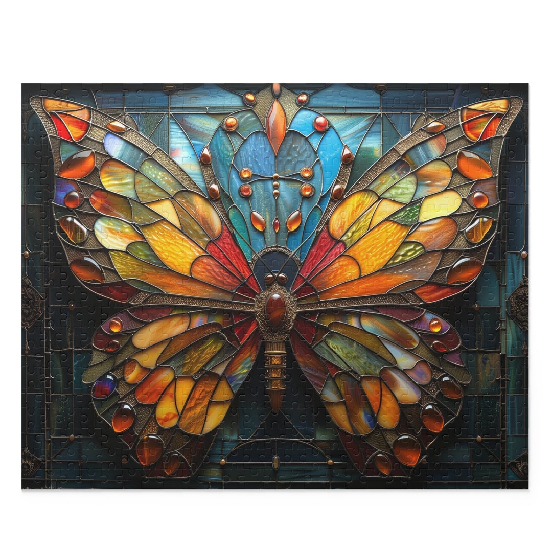 Stained Glass Butterfly Jigsaw Puzzle – Elegant Art for Adults - Etsy