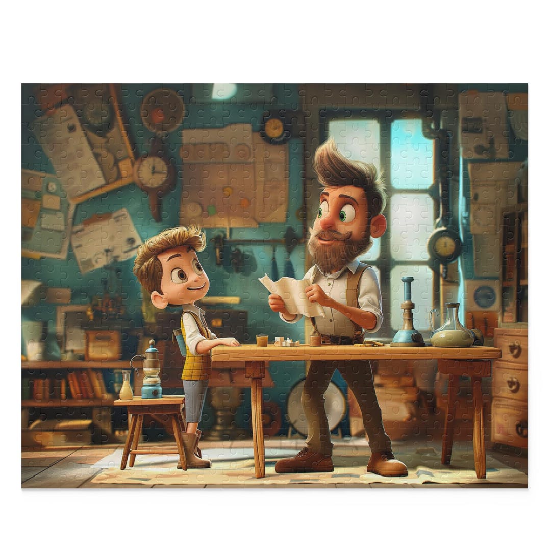 Vintage Laboratory Jigsaw Puzzle: Mentor & Apprentice Illustration - Etsy