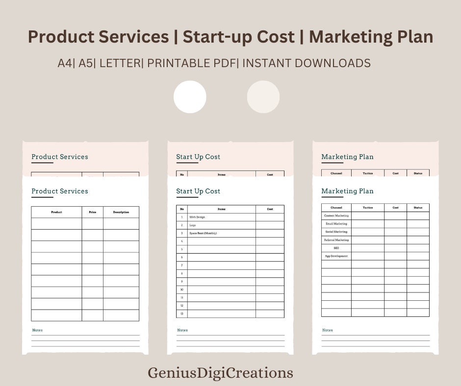 Mega Business Planner Bundle, Printable, Product Services, Marketing ...