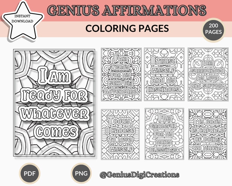 Adult Coloring Pages 200, Motivational Quotes, Positive Affirmations ...