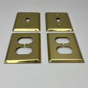 NEW Vintage Switch & Outlet Plate Covers, Brass Plate, 1970s, Gold Tone ...