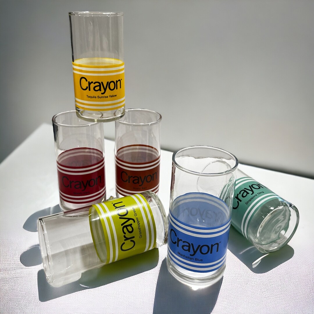 Vintage Crayon Tumbler Glass Set by Al Zlogar, 70s, Cocktails ...