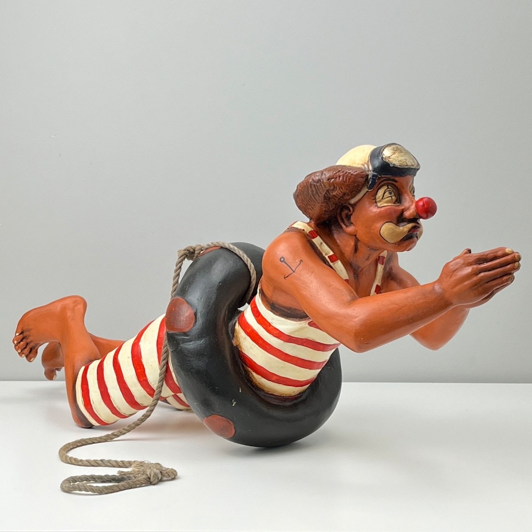Vintage Diving Sailor Clown Sculpture by Jun Asilo, Charlie Rivel ...