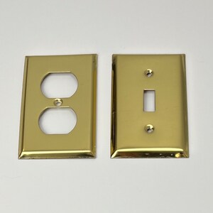 NEW Vintage Switch & Outlet Plate Covers, Brass Plate, 1970s, Gold Tone ...