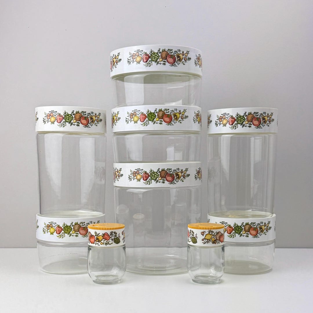 Vintage Spice of Life Pyrex Canisters, Gemco Shaker, Stackable, Kitchen ...