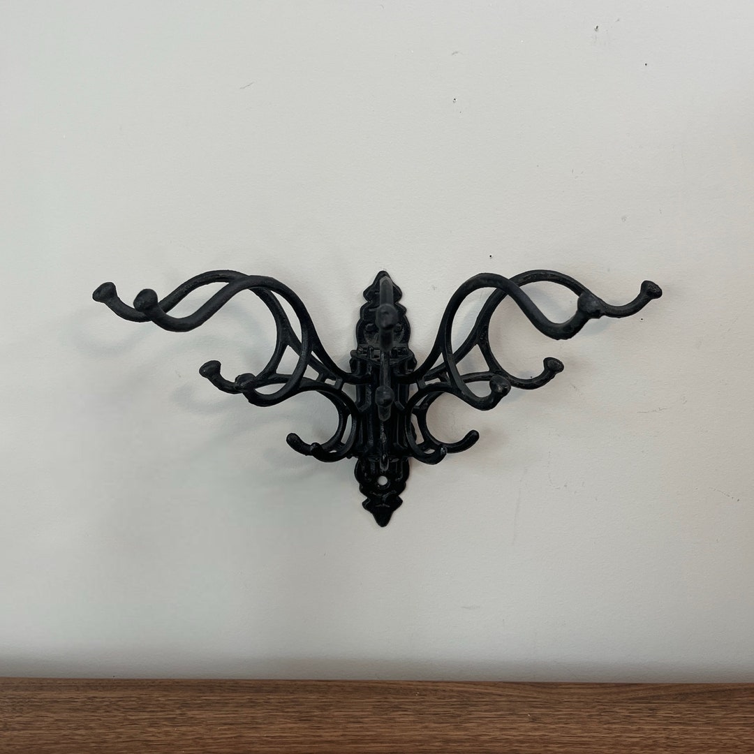 Vintage Cast Iron Wall Rack, Five-arm, Ornate Swivel Design, 1970s ...