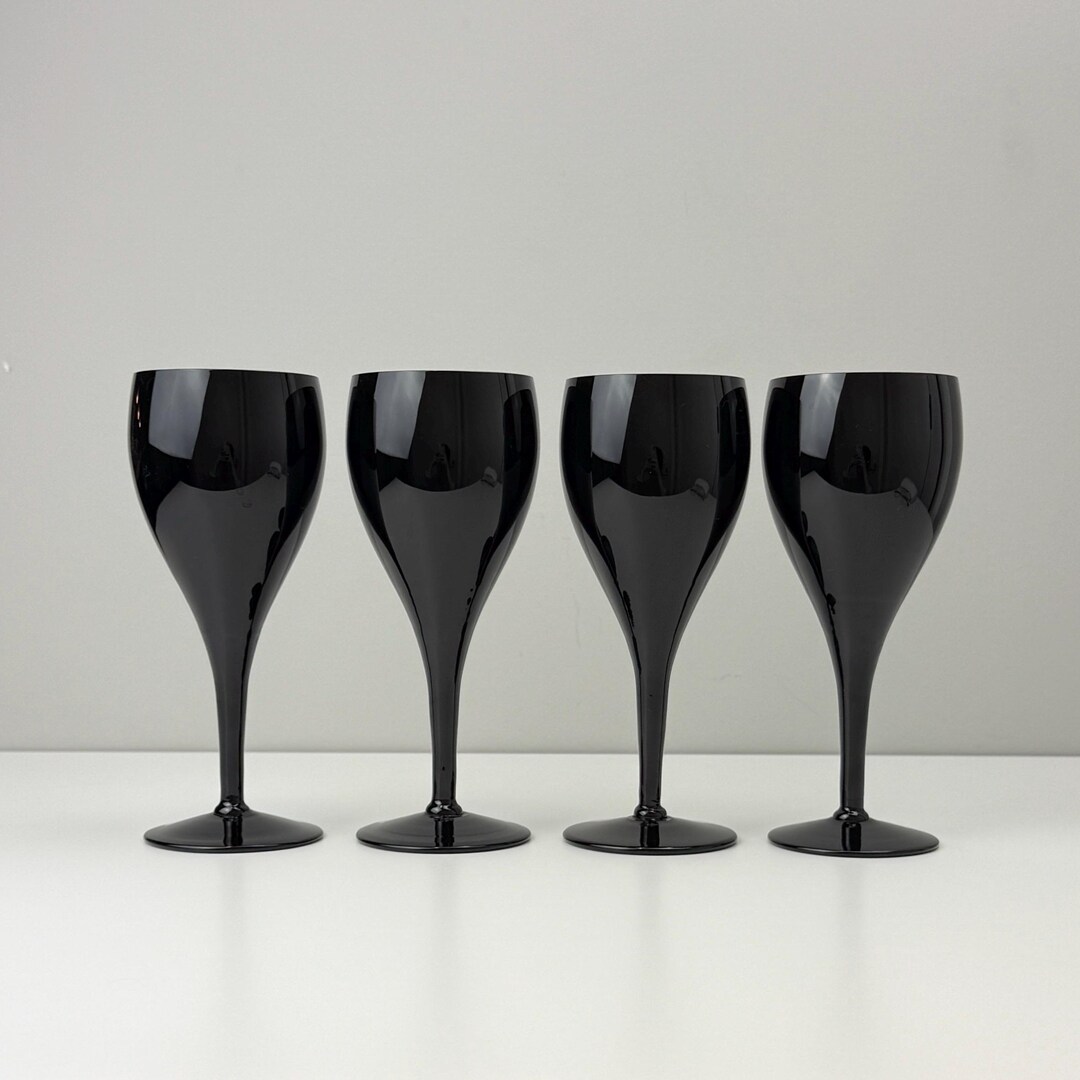 Vintage Black Crystal Wine Goblets, Set of 2, Teardrop Shape ...