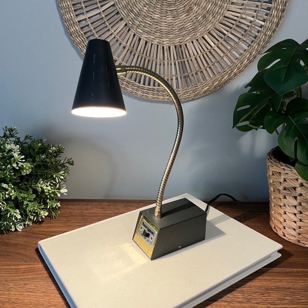 Vintage Tensor Lamp, Model No. 7200, Black & Gold, Gooseneck, Made in ...