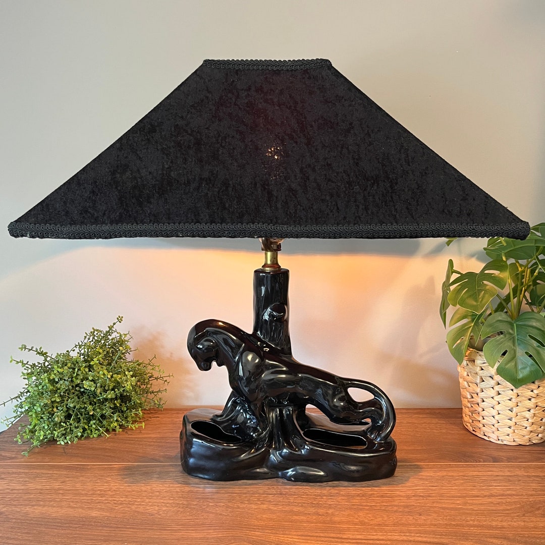 Vintage Black Panther Lamp & Planter by Maestri Bros, 60s, Midcentury ...