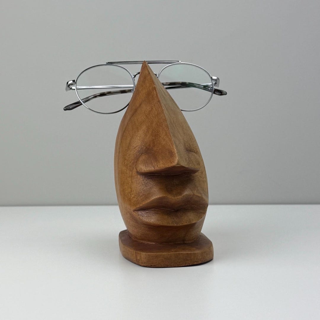 Vintage Wood Spectacle Stand, Eyeglasses Holder, Nose Shape, Hand ...
