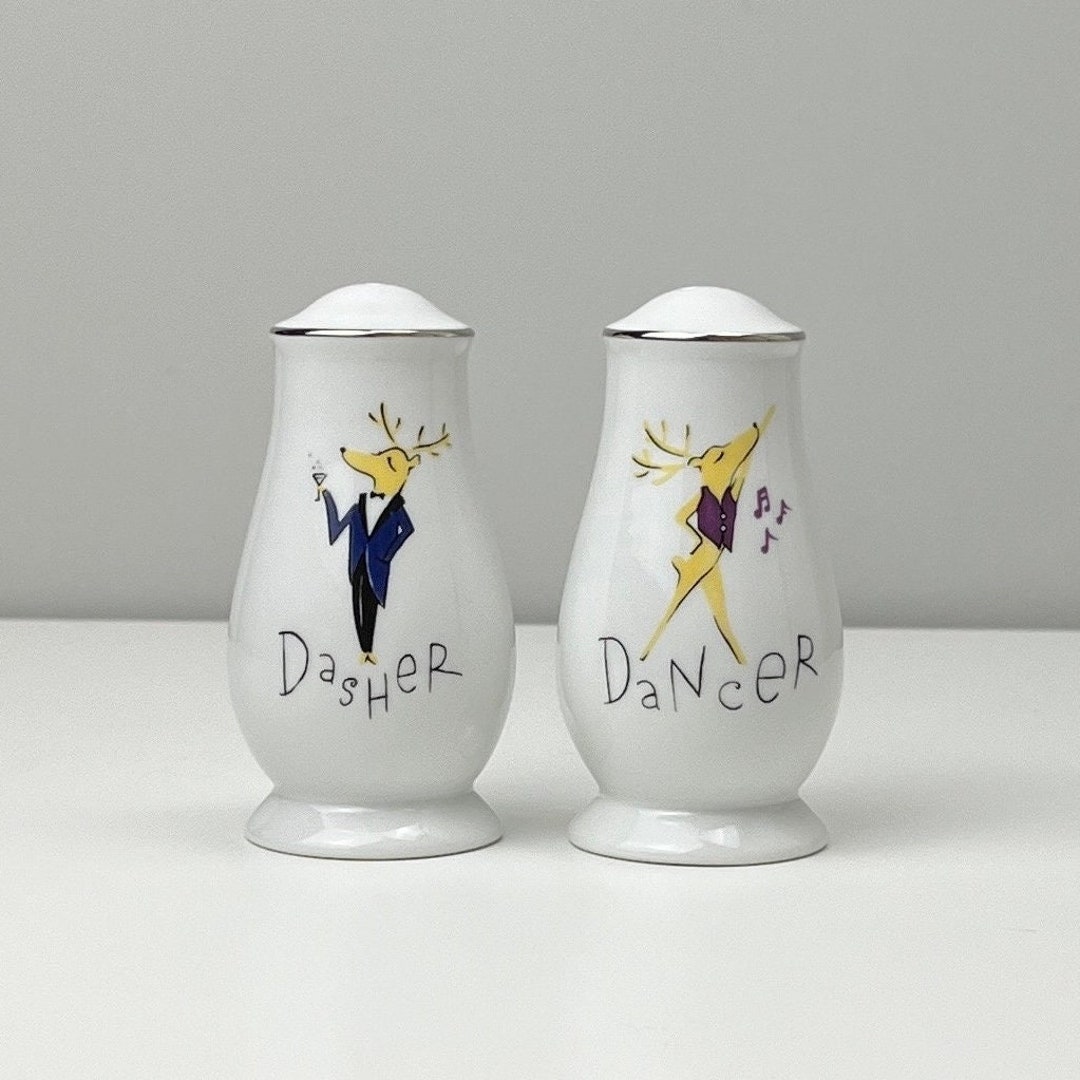 Vintage Dasher & Dancer Salt Pepper Shaker Set, Crate and Barrel ...