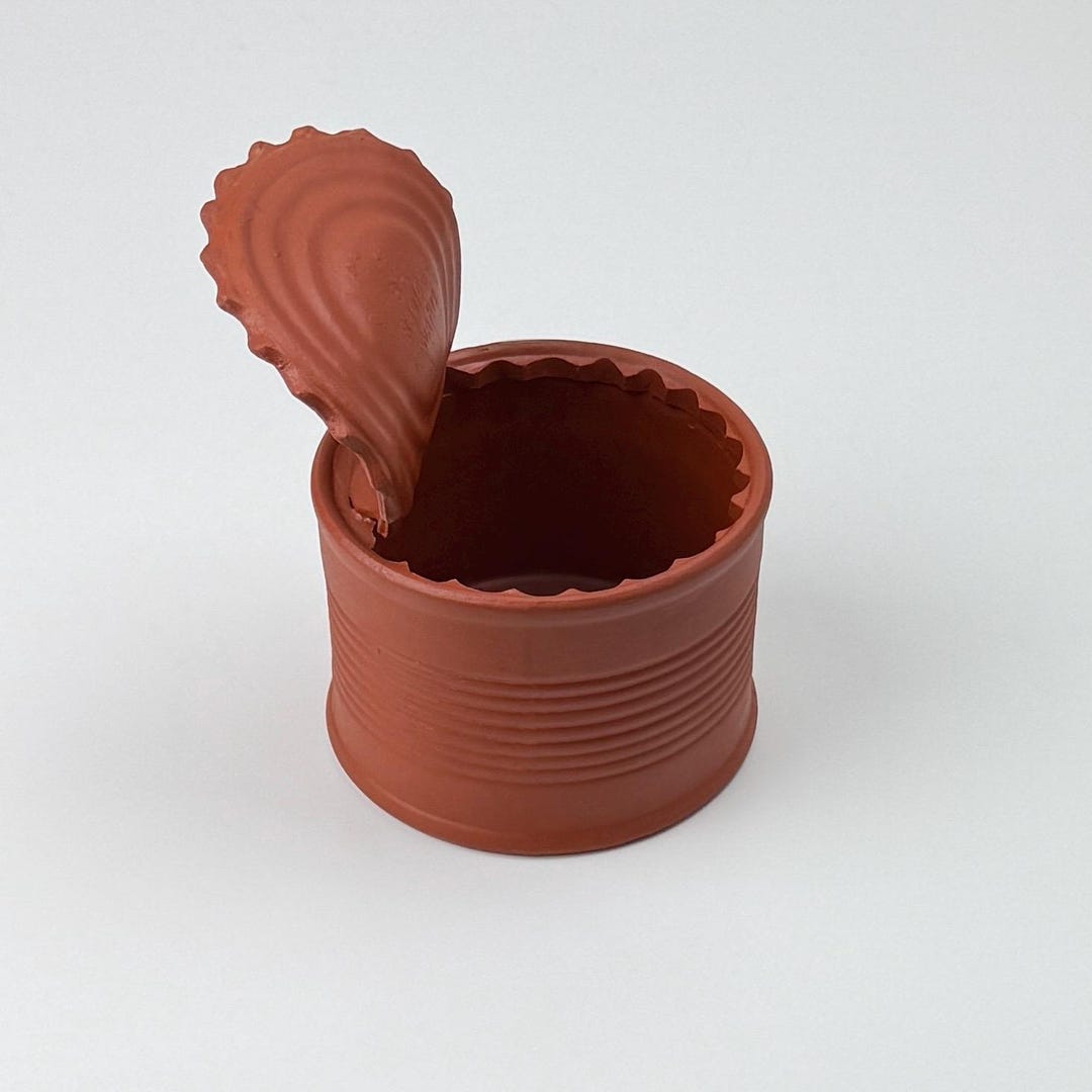 RARE Vintage Terracotta Tin Can Planter, Sculptural Clay Pot, MCM ...