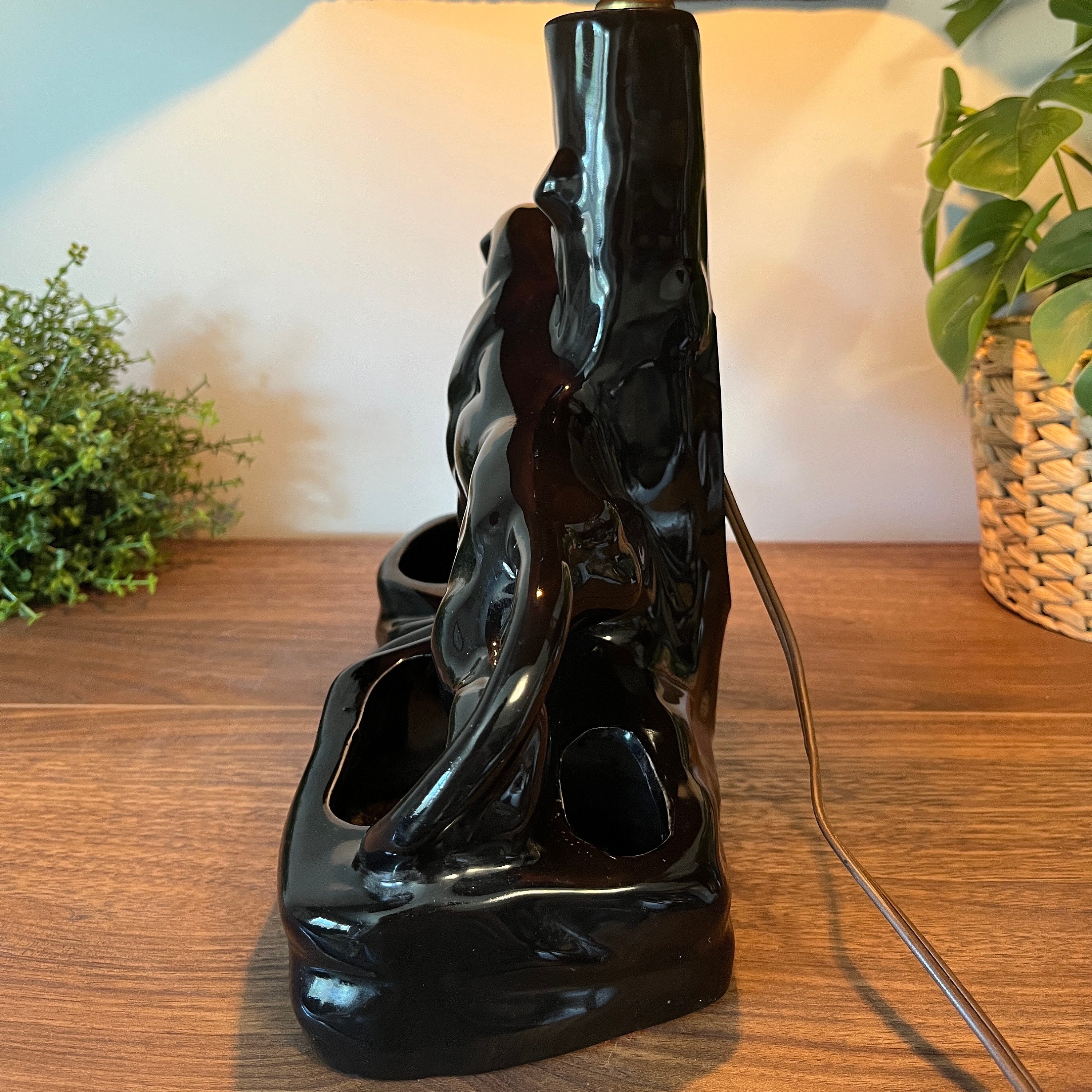 Vintage Black Panther Lamp & Planter by Maestri Bros, 60s, Midcentury ...