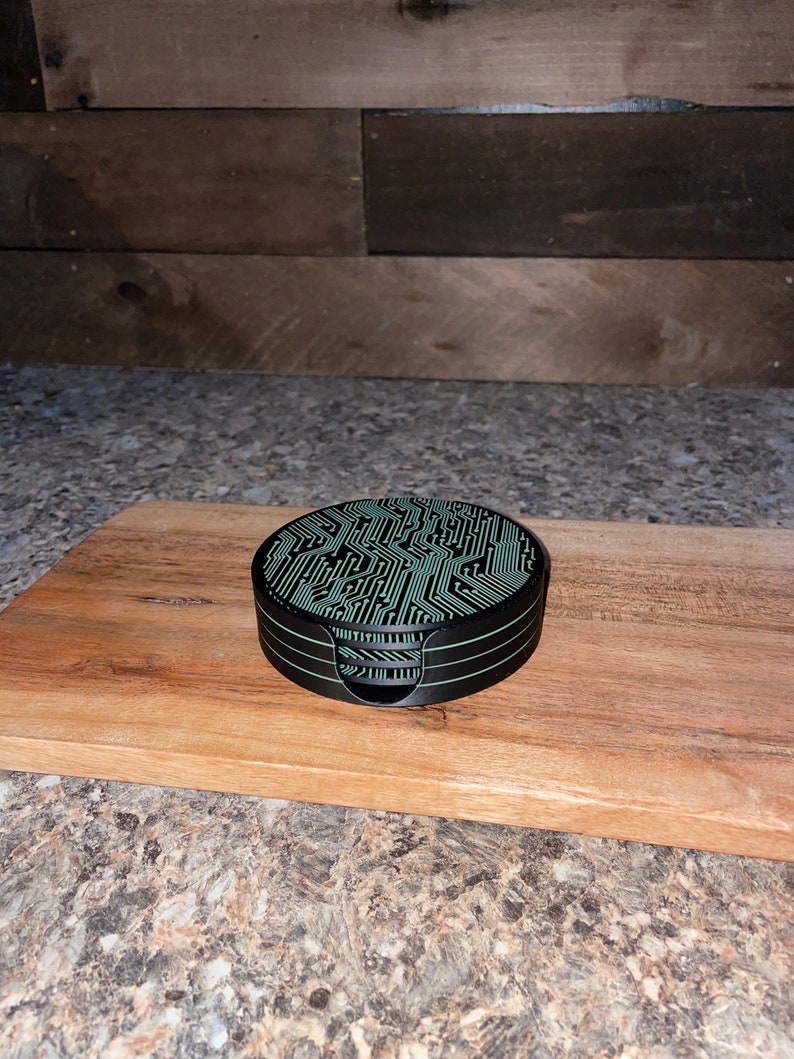 3D Printed Circuit Board Coaster Set – Geeky Tech Decor – Set of 4 ...
