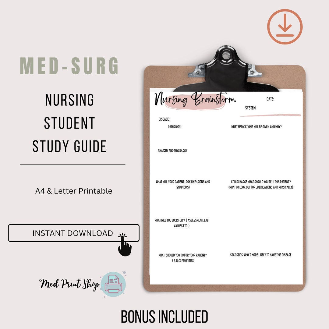 Med Surg Study Guide, Nursing Study Guide, Printable Med Surg Map ...
