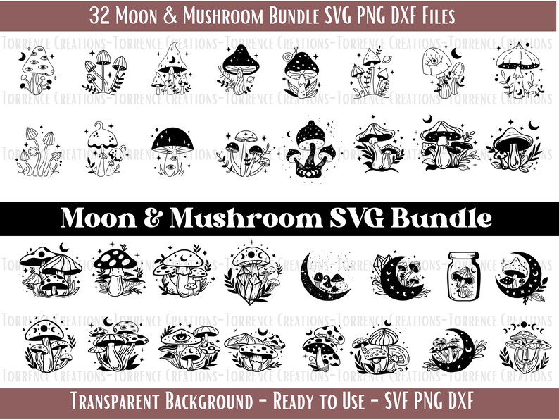 Moon & Mushroom SVG Files for Cricut Celestial Moon Phase - Etsy Australia