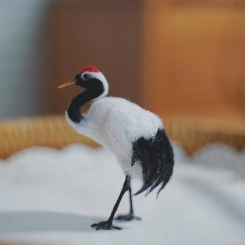 Miniature Crane Figurine - Etsy