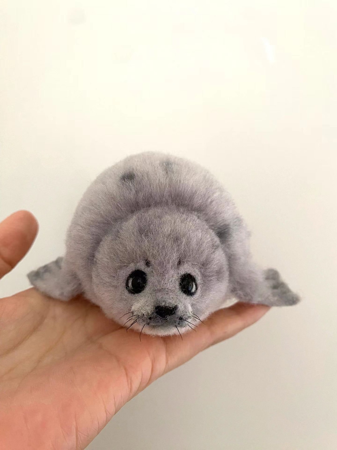 Needle Felted Seal, 3-inch Mini Animal Sculpture, Dollhouse Miniature ...