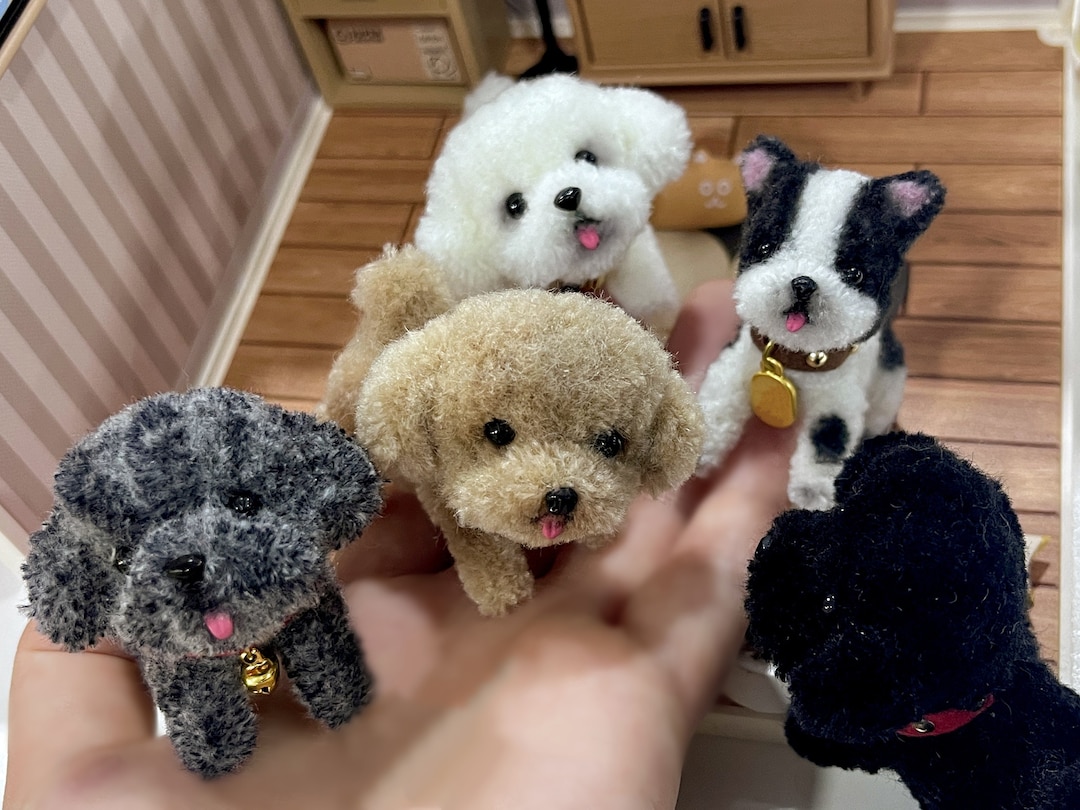 Dollhouse Miniature Accessory: Pet Craft Mini Dog Plush Toy, Stuffed ...