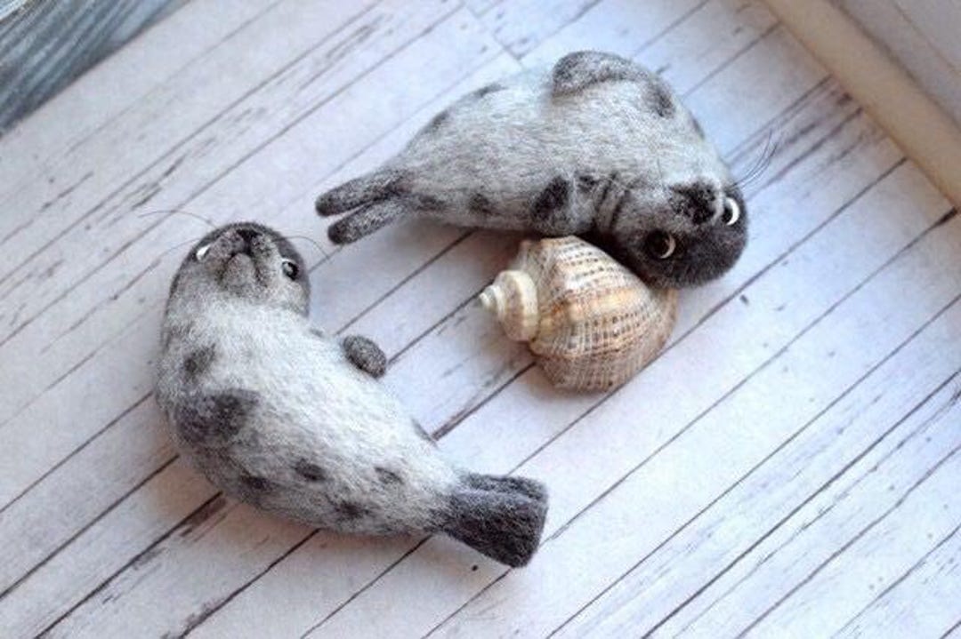 Mini Needle Felted Sea Lion,felted Animal Sculpture,felt Zoology ...