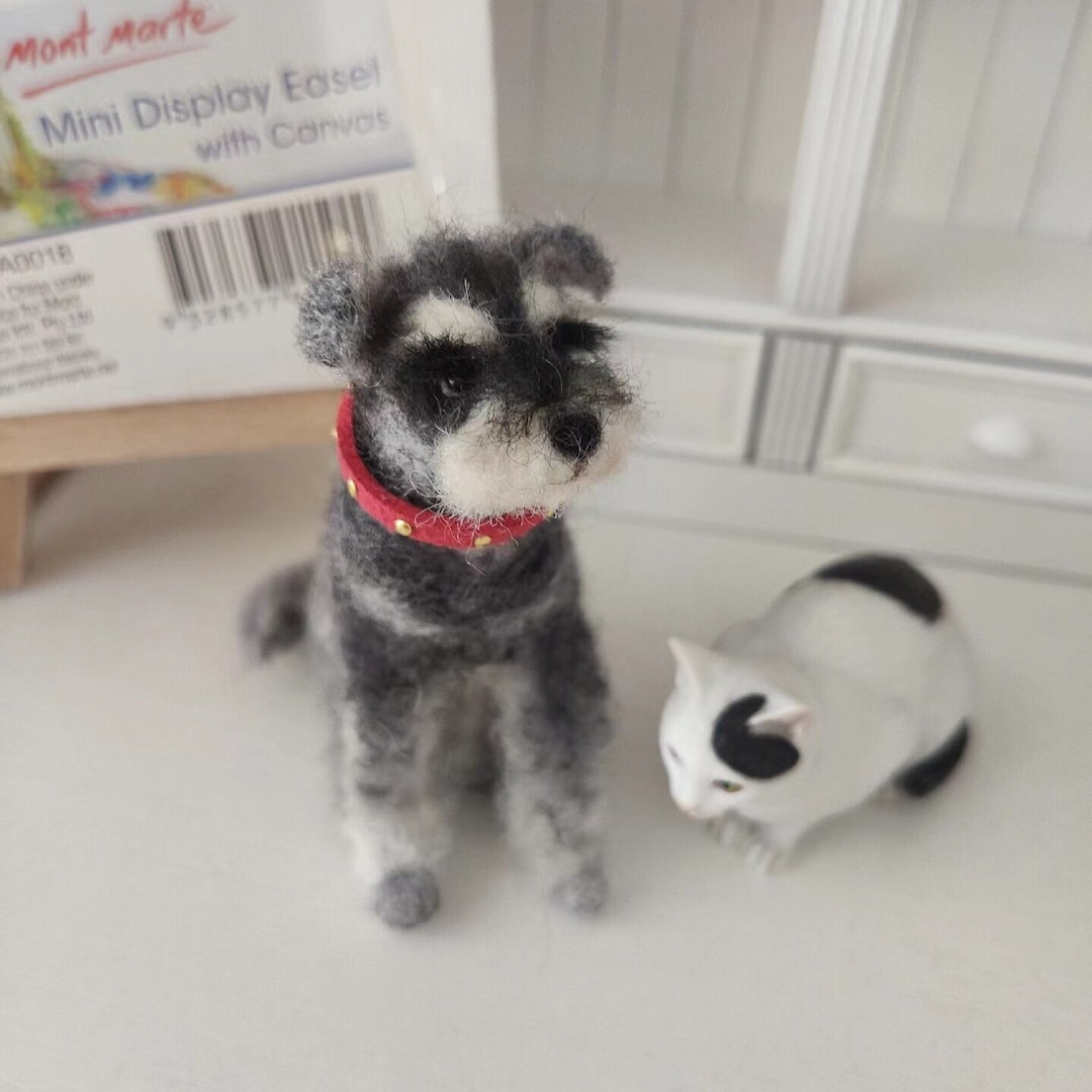 Needle Felted Dog-felt Animal Sculpture,chenery,needle Felted Dog,felt ...