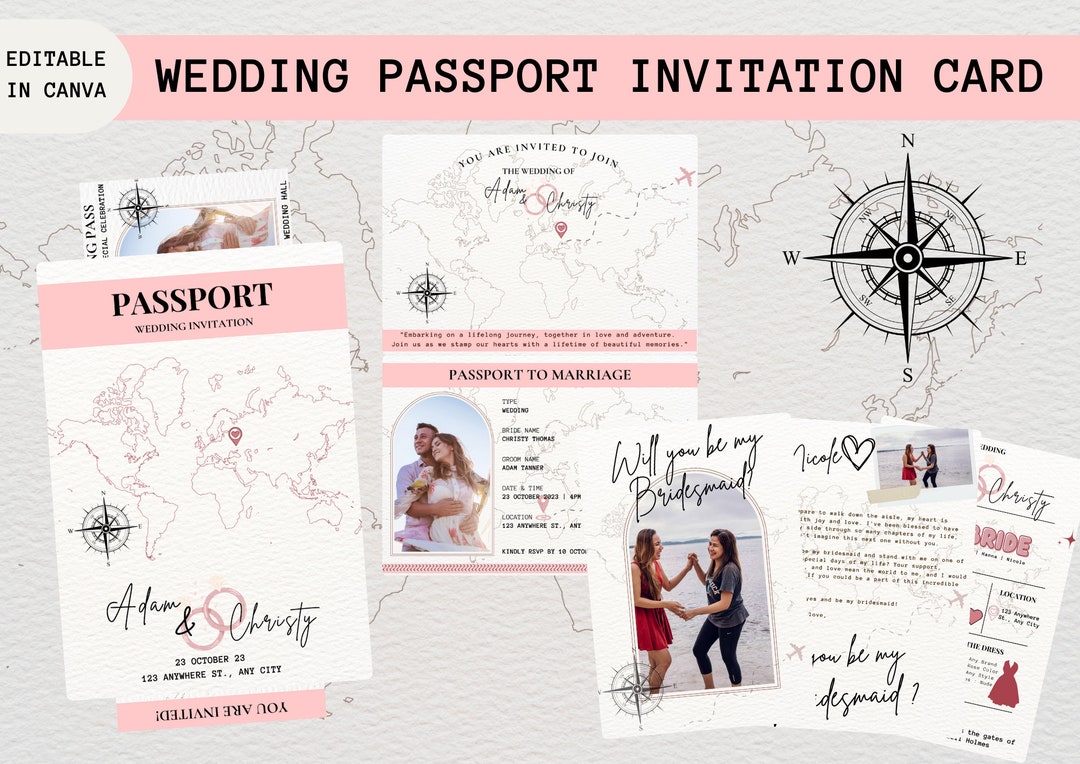 Passport Theme Wedding Invitation | Destination Wedding Invitation ...