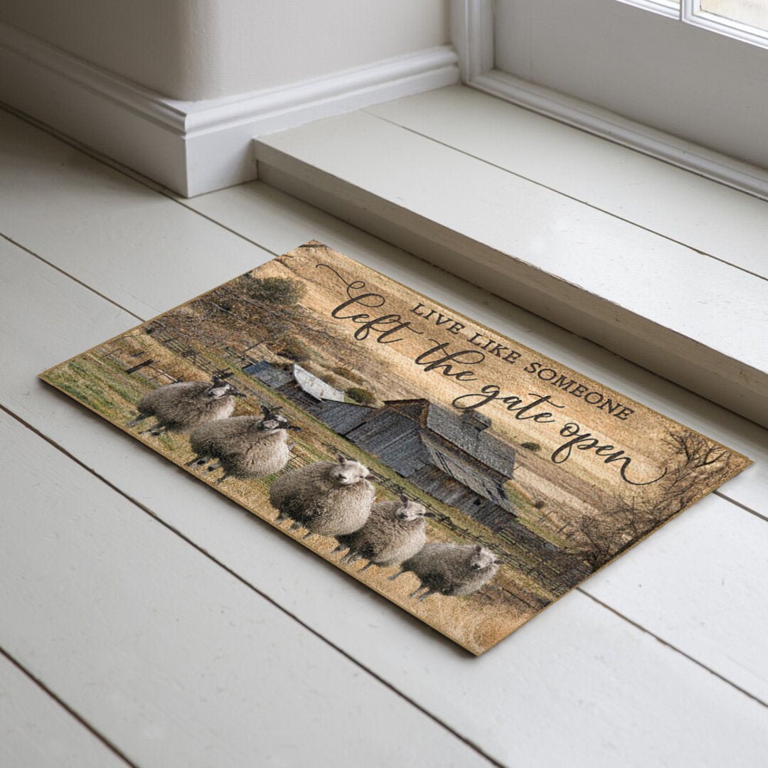 Sheep Live Like Someone Left the Gate Open Doormat, Sheep Art Doormat ...