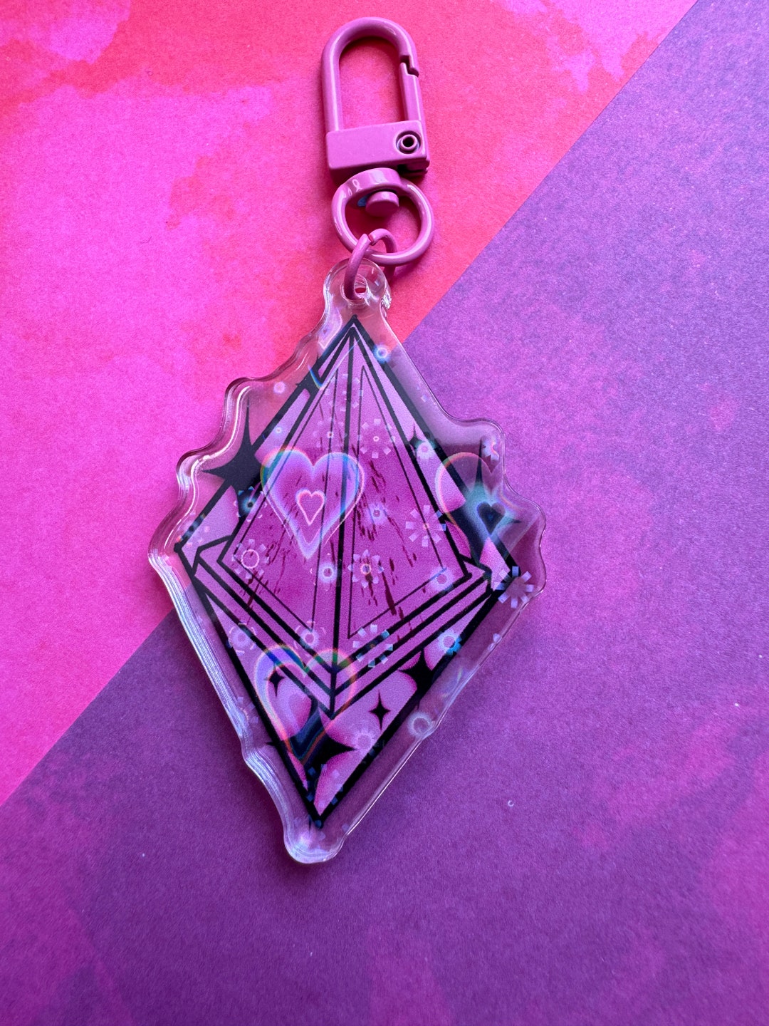 Geometry Head Holographic Keychain - Etsy