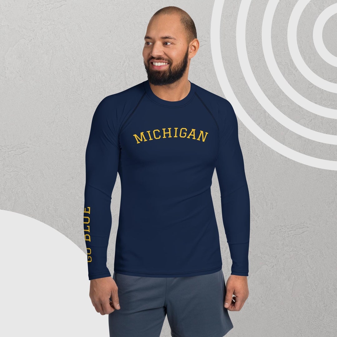 Michigan Wolverines Go Blue - Men's Rash Guard / Swim Shirt in Sizes XS ...